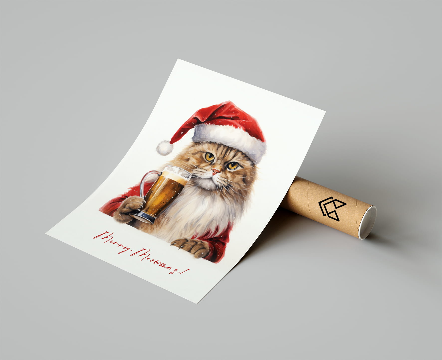 Plakat ŚWIĄTECZNY KOT Merry Meowmas FOX ART STUDIO